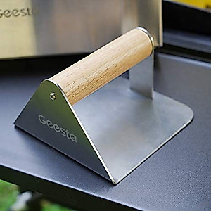 Geesta Smash Burger Press for Griddle – Stainless Steel Grill Press Steak Weight – 5.5“ Burger Smasher with Wood Handle for Professional and Home Cooking – No Rust, Easy to Maintain Than Iron