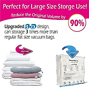 ORIGINAL 3-D Vacuum Storage Bags XXL Large, Winslow&Ross Vacuum Seal Bags for Bedding Clothes Storage, Work with Vacuum Cleaner, Travel Hand Pump Included (4 Packs)