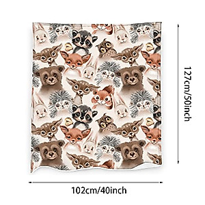 JASMODER Squirrel Bear Fox Cute Forest Animals Throw Blanket Warm Ultra-Soft Micro Fleece Blanket for Bed Couch Living Room