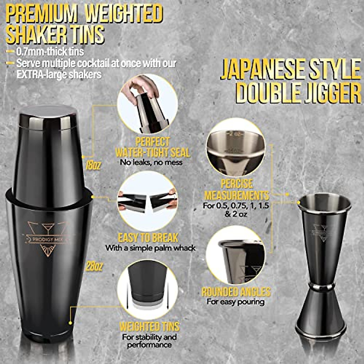 Mixology Bartender Kit: 20-Piece Boston Cocktail Shaker Set with a Bamboo Stand Bartending Kit for Drink Mixing | Perfect Cocktail Kit Black Bartender set | Ideal Cocktail Set for Home Bar Set Bar Kit