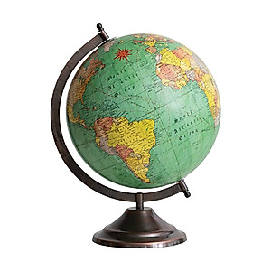 Creative Co-Op Vintage Decorative World Globe on Metal Stand, Multicolor