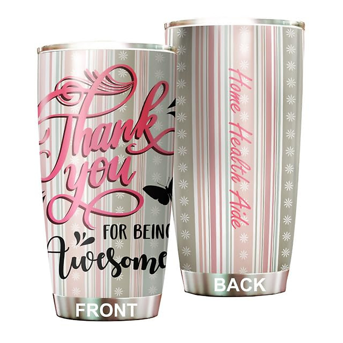 MEDROC Thank You For Being Awesome Home Health Aide Tumbler Stainless Steel 20oz, Coworker Appreciation Gifts Men Women Work Friends Besties, Driking Coffee Cup For Birthday Christmas