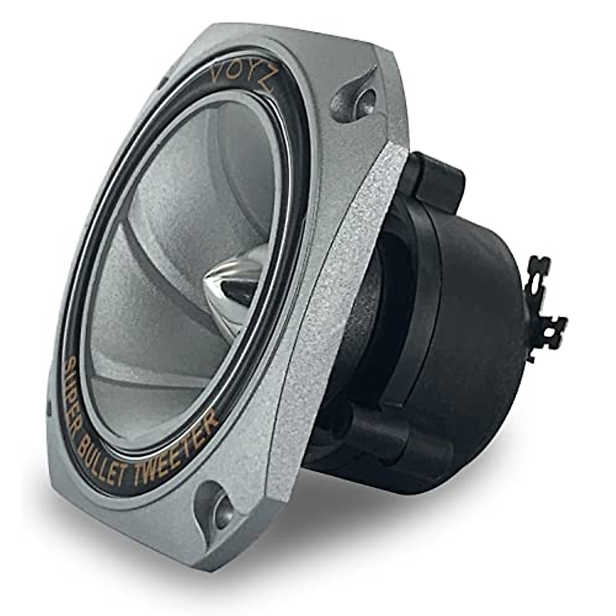 VOYZ 400 Watt 3.5” Piezo Super Horn Tweeters Aluminum Diaphragm 4-8 ohms - Silver Housing with Capacitor 1 Pair (2pcs) (PET-1944)