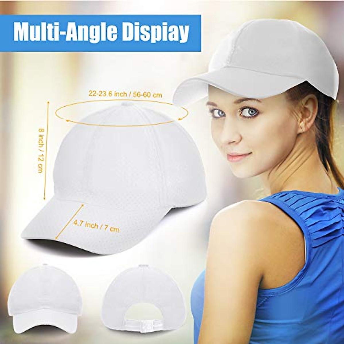 Geyoga Quick Dry Baseball Cap Mesh Sports Cap Workout Tennis Hat for Men Women Adults Outdoor Sports(Black and White,2 Pieces)