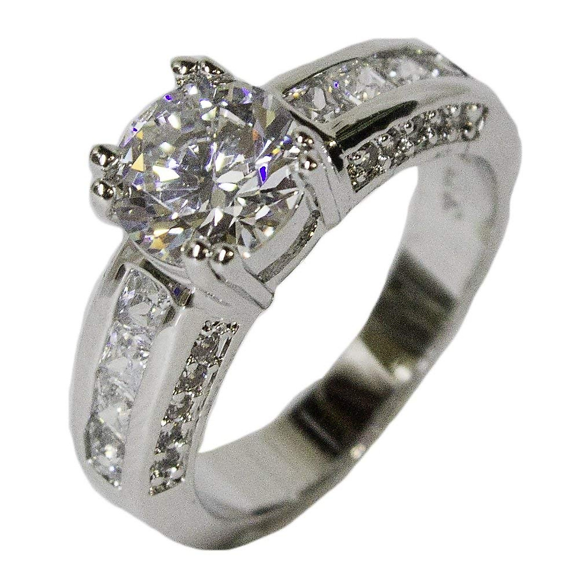 RS Covenant Women's Rhodium Plated Dress Ring Engagement Style Round Cut CZ 037 (6)