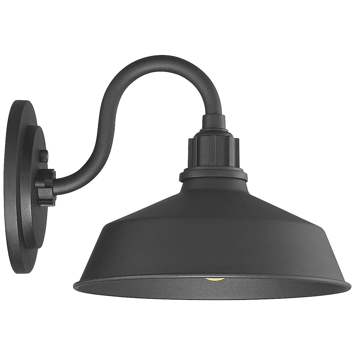 Franklin Iron Works Arnett Rustic Industrial Farmhouse Outdoor Barn Light Fixture Black Dusk to Dawn Gooseneck 10 1/2" for Exterior Deck House Porch Yard Patio Outside Garage Front Door Garden