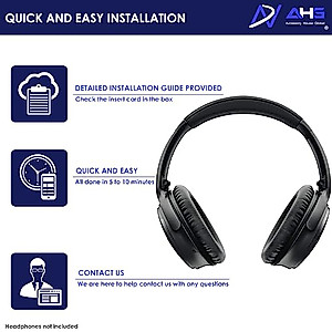 AHG Premium QC35 replacement ear pads cushions compatible with Bose QuietComfort 35 / Bose QC35 II noise cancelling headphones (Black). Premium Protein Leather, Extra Thick High-Density Foam & Durable