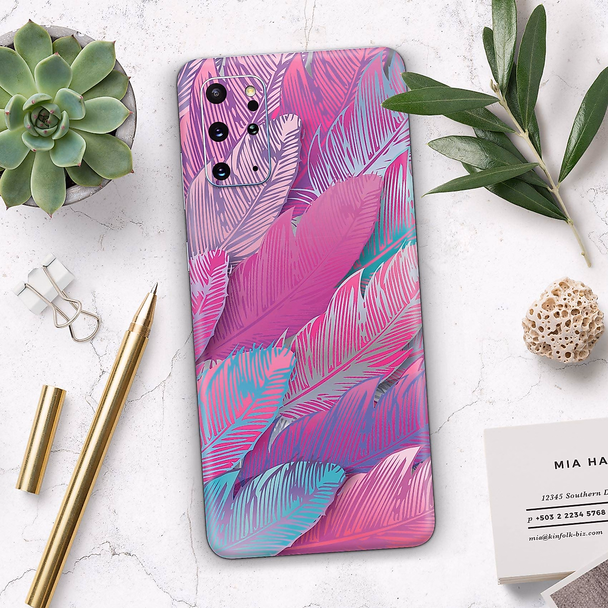 DesignSkinz Spectral Vector Feathers Protective Vinyl Decal Wrap Skin Cover Compatible with The Samsung Galaxy S20 (Screen Trim & Back Glass Skin)