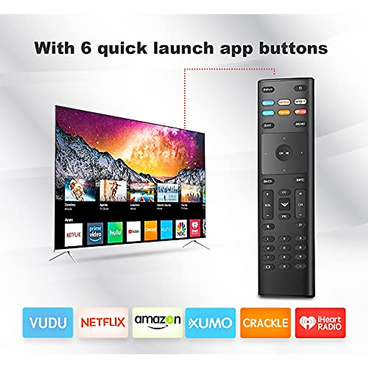 Universal Remote-Control for Vizio Smart-TV, Remote-XRT136-Replacement Compatible with LED LCD HDTV 4K UHD and More TVs …