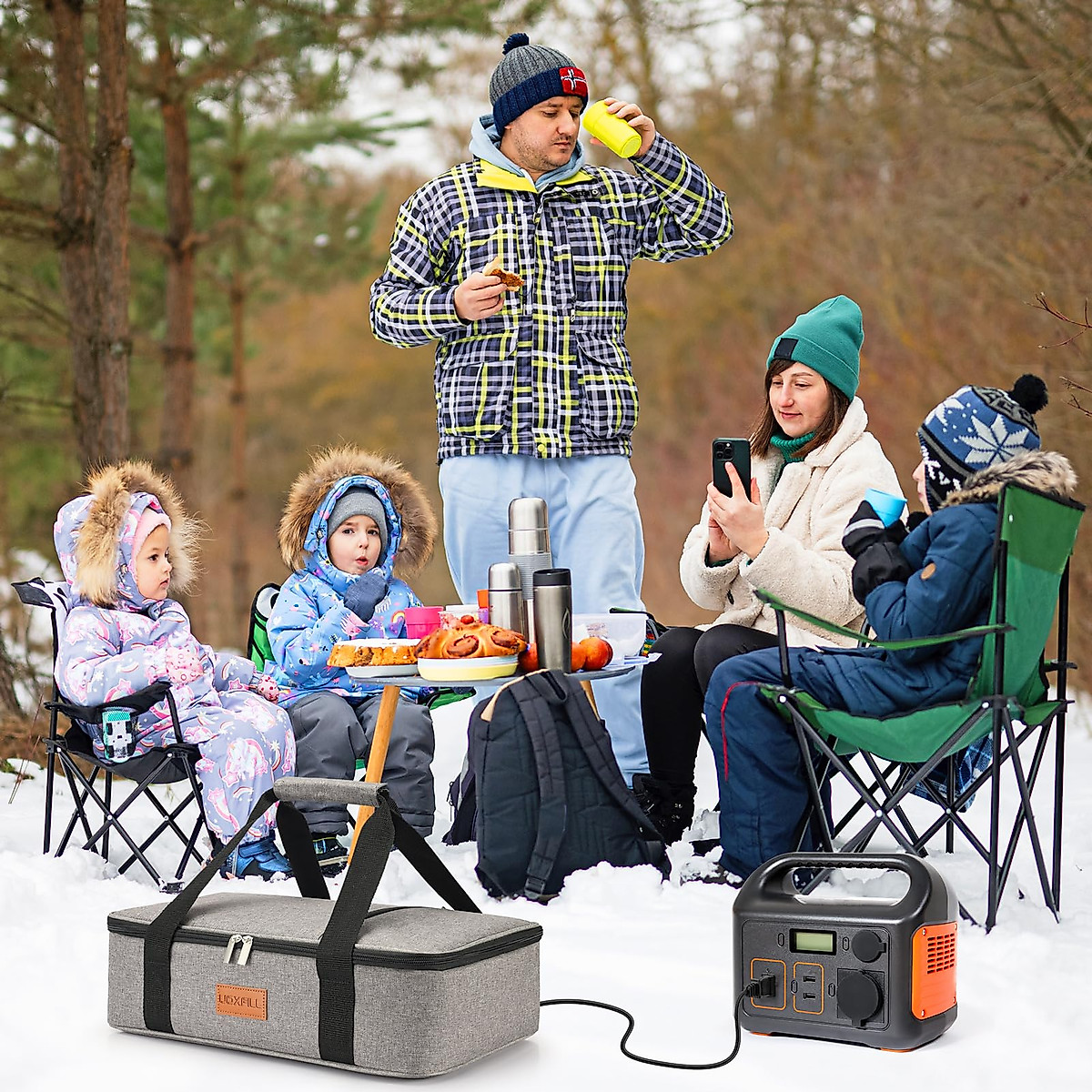 Food Warmer Electric Casserole Carrier - Large Heated Lunch Bag for Car Truck, 12V/24V/110V, Thermos for hot food for Potluck Cookouts Parties Picnic,Lasagna Lugger,Fits 9"x13" Baking Pan