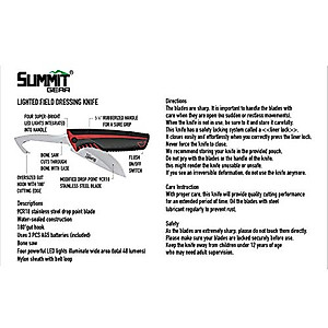 8.8in Survival Knife Outdoor Jungle Knives 9CR18 German High Carbon Steel Drop Point Tactical Knife Bone Saw Gut Hook LED Light 4 in 1 Knives with Nylon Sheath Red Black