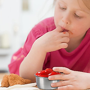 EFOBO 6 Piece 2.4oz Salad Dressing Container To Go, Reusable Small Containers with Lids, Fits in Bento Box for Lunch, Stainless Steel Leakproof Condiment Cup, Easy Open, Dipping Sauce Cups