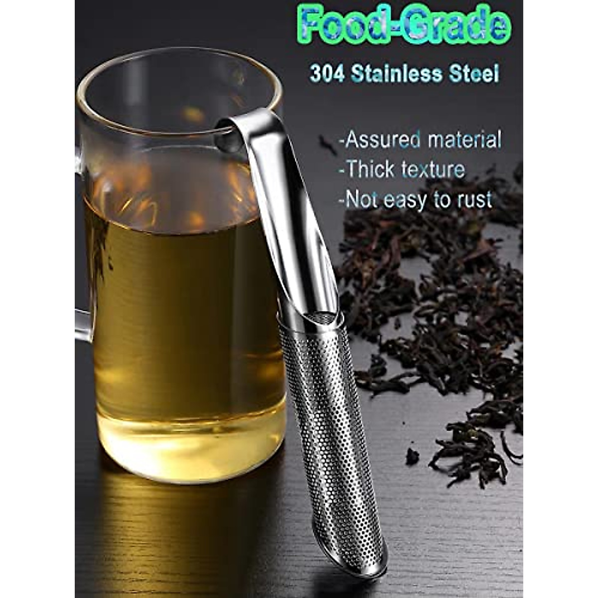 2PCS Tea Infuser for Loose Tea, 304 Stainless Steel Tea Strainer, Loose Leaf Tea Filter, Tea Diffuser, Long-handle Tea Steeper for Steep Tea, Loose Tea, Coffee, Rose, Spices