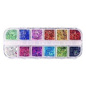 Stebcece ✪ 12 Colors DIY Alphabet English Letters Mixed Chunky Glitter Resin Letter Sequins