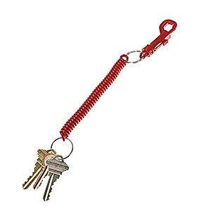 Lucky Line Designer Key Coil with Plastic Key Clip for Backpacks, Purses, Gym Bags, Belts, Casinos, Party Favors, Stocking Stuffers, Back to School -Red, 10 Pack (41670)