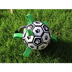 SINMORA Dog Toy Ball with Straps Dog Football Interactive Toys Built-in Bell High Elasticity Lightweight Easy to Clean and Good Water Resistance for Small Medium and Large Dogs (Small)