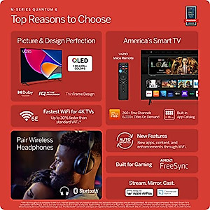 VIZIO 43-inch MQ6 Series 4K QLED HDR Smart TV w/Dolby Vision, WiFi 6E, Bluetooth Headphone Capable, AMD FreeSync & Alexa Compatibility, M43Q6M-K04, 2023 Model