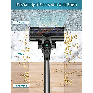 Voweek Cordless Vacuum Cleaner, Lightweight Stick Vacuum Cleaner with Powerful Suction, Detachable Battery, Self-Standing, 1.3L Dust Cup, 4 in 1 Handheld Vacuum for Home Hard Floor Carpet Pet Hair