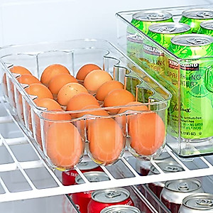 Youngever Plastic Egg Holder, Clear Fridge Organizer with Lid and Handles, 18 Eggs Tray