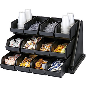 Cambro 12RS12110 Black Versa Self Serve Condiment Bin Stand Set with 3-Tier Stand and 12" Condiment Bins Case of 1