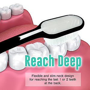 ACASSA, Super Soft Toothbrush, Nano Toothbrush, Micro Toothbrush, 20000 Bristle, Gum Toothbrush, Toothbrush in Case, Sensitive Toothbrushes, Nano Toothbrushes for Adults and Kids, Slim, Black, White