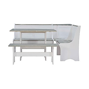 Riverbay Furniture Coastal Wood Corner Dining Nook in Gray