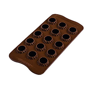 Silikomart 3D-Pralinenform Flamme, 15er-Form Silicone Mould Choco Flame, 8 ml x 15, Brown