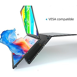Virzen Triple Screen 15.6" Portable Foldable Monitor Dual Screen with VESA Extender 1080P FHD IPS for Laptop PC 360°Rotation Kickstand for Windows MAC OS Smartphone,PS5,Switch