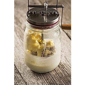 1.5L Hand Crank Butter Churner- Manual Butter Churner- Wooden handle shakes stainless steel gear Manual Butter Maker,butter churner hand crank mason jar.Baking of top gadgets butter maker