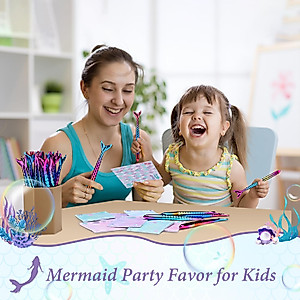 Ireer 48 Pcs Mermaid Pens and Mermaid Note Pads Set Mermaid Party Favors Mermaid School Supplies Cute Sticky Note Pads with Gel Ink Pen for Girls Birthday Gift Decorations School Classroom Awards