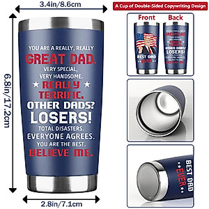 XWLAI Father's Day Papa Gifts from Daughter, Son, Kids - Dad Gifts from Daughter, Son on Fathers Day, Christmas, Birthday, Best Dad Ever Tumbler 20Oz, Stainless Steel Tumbler