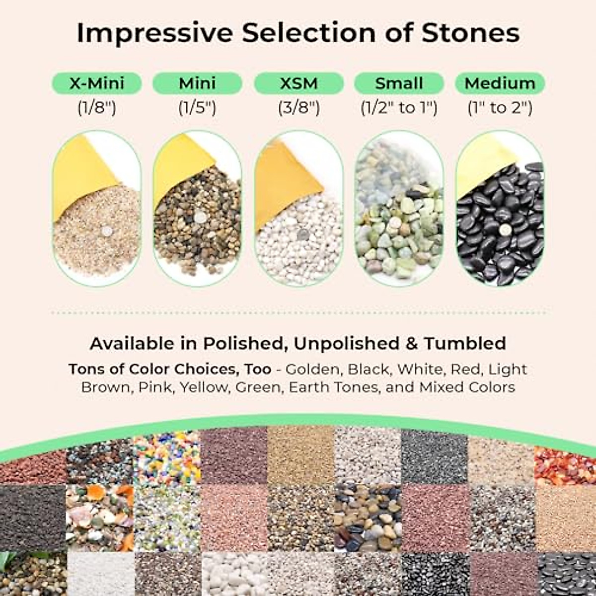 Premium Pebbles Black Rocks for Plants. Polished Decorative Pebbles. 3/8 Inch 2 lbs for Garden, Indoor, Crafting, Succulents, pots, Plants (XSM (0.375 Inch), Black -Polished, 2)