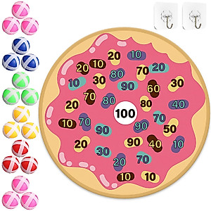 HyDren Donut Party Game 26 Donut Dart Board with 18 Sticky Balls Toys Birthday Party Favors Decorations Spa Game Baby Shower Game Gift for Class Indoor Outdoor Game