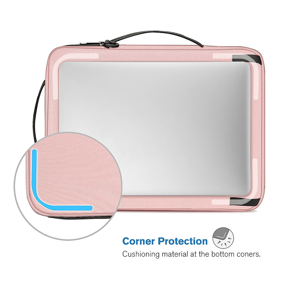 FINPAC Laptop Shoulder Bag for MacBook Pro 14-inch M2 M1 2023-2021, MacBook Air/Pro 13-inch, Padded Computer Tablet Carrying Case for Dell XPS 13, Surface Laptop/Book, HP, Acer Chromebook (Pink)