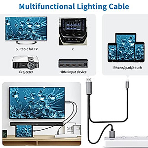 DRYMOKINI Lighting to HDMI Cable, i-Phone to TV Mirroring Cable 1080P, Digital AV Adapter Cable, Compatible with Phone 13/12/11XR/X/8/7/6, Pad Air/Mini/Pro/i-Pod Touch to TV/Projector
