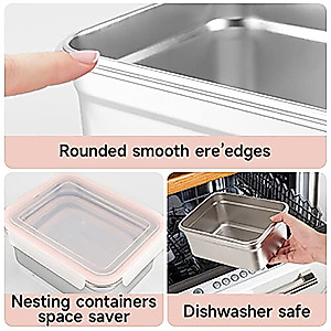 MOZAOUSA Stainless Steel Food Storage Containers with Lids,Leakproof Bento Lunch Box Containers,Airtight Bento Boxes Set of 3 for Adults,Stackable Snack Food Prep Containers for Kitchen & Travel