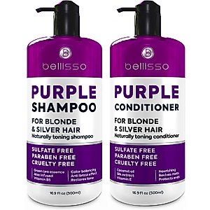 Purple Shampoo and Conditioner Set for Platinum Blonde, Silver, Light, Bleached and Grey Hair - Sulfate and Paraben Free Professional Salon Grade Toner (2 x 16.9 fl oz) – for Women and Men