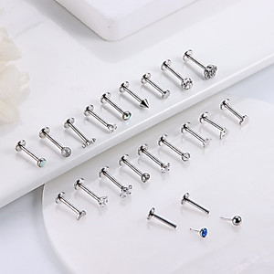 Fansilver 16G Threadless Push in Lip Rings Stainless Steel Tragus Helix Earrings Studs Nose Rings for Women Men Labret Jewelry Monroe Lip Rings CZ Medusa Cartilage Piercing Jewelry 8mm