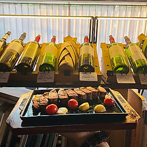 FJPTFENG Cast Iron Steak Plate, Grill Pans, Sizzle Griddle with Wooden Base, Steak Pan, Griddle Grill Pan with handles (Plate 6.7" x 4.4")