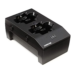 Shure SBC200-US Dual Docking Charger with PS45US Power Supply, Recharging Station Charges SB900A Batteries in-or-out of Transmitters, Run up to 4 SBC200 Stations off 1 Power Supply