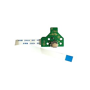 ProMaxi Rinbers® USB Charging Port Socket Board JDS-011 for SONY PS4 2nd Gen Controller with 12 Pin Power Switch Ribbon Cable
