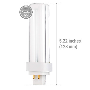 KOR (Pack of 4) 13 Watt Double Tube - G24Q-1 (4 PIN) Base - 4100K Cool White - CFL Light Bulb. Replaces Sylvania 20667 CF13DD/E/841 - Philips 38328-1 PL-C 13W/841/4P/ALTO and GE 97597 F13DBX/841/ECO4P