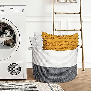 Annecy XXLarge Cotton Rope Basket (Set of 2), Woven Baby Laundry Basket with Handle for Toy, Towels, Pillows, Decorative Basket for Blankets