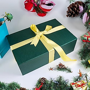 YINUOYOUJIA Large Gift Box with Lid,14"x9"x4.5" Magnetic Gift Box with Ribbon,Cards and Envelopes for Presents,Great for Wedding,Birthdays,Crafting,Gift Packaging (Green)