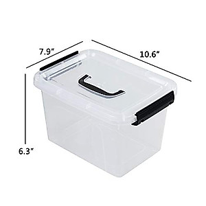 Tstorage 8 Quart Plastic Storage Clear Latch Boxes, Clear Containers with Lids and Handles, 6 Packs