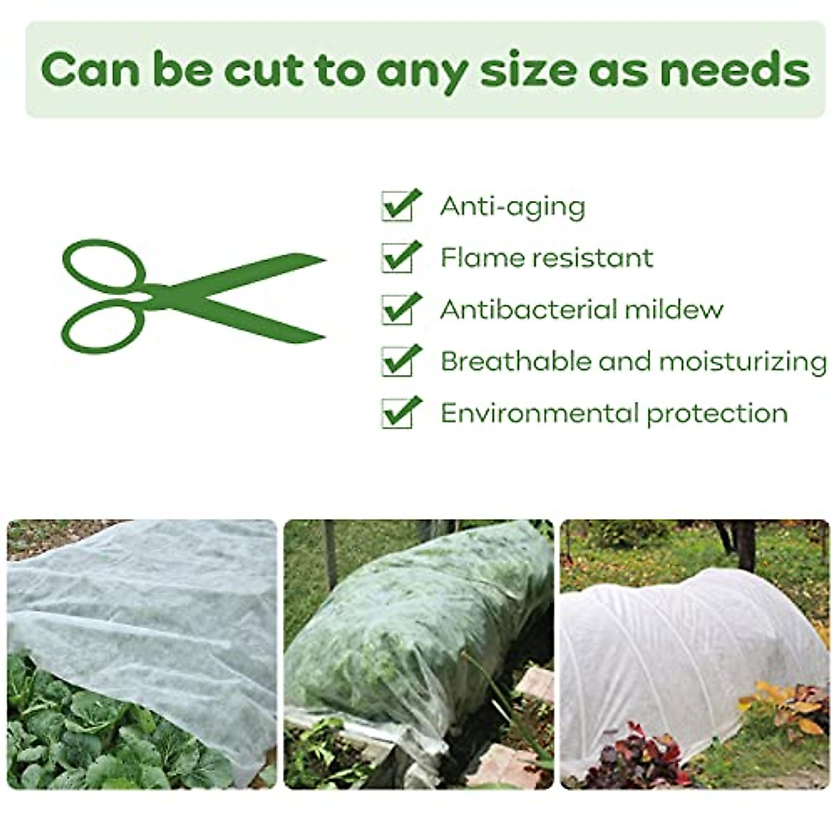 Garden Netting Insect Pest Barrier Bird Netting for Garden Protection 5*50ft Reusable Floating Row Cover for Vegetables Fruit Plant Covers Freeze Protection