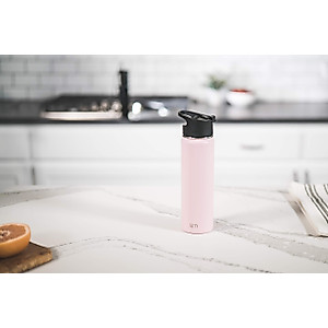 Simple Modern 22 Ounce Summit Water Bottle - Stainless Steel Tumbler Metal Flask +2 Lids - Wide Mouth Double Wall Vacuum Insulated Teal Leakproof -Caribbean