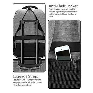 Rockland Slim Pro USB Laptop Backpack, Grey, Large