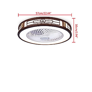 Xuthusman LED Invisible Ceiling Fan Light Round Dimmable Chandelier 3-Speed Invisible Fan 64W w/Remote Control