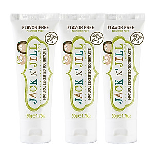 Jack N' Jill Natural Toddler Toothpaste for Baby, Kids and Infants 6 Months & Up, Fluoride Free Training Toothpaste for Toddlers 1-3, 40% Xylitol, BPA Free - Flavor Free, 1.76 oz (Pack of 3)